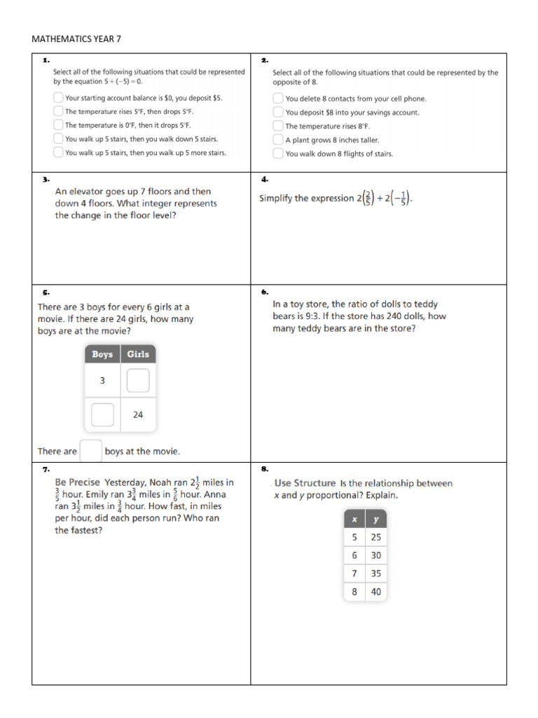 MATHEMATICS 7th Grade | PDF