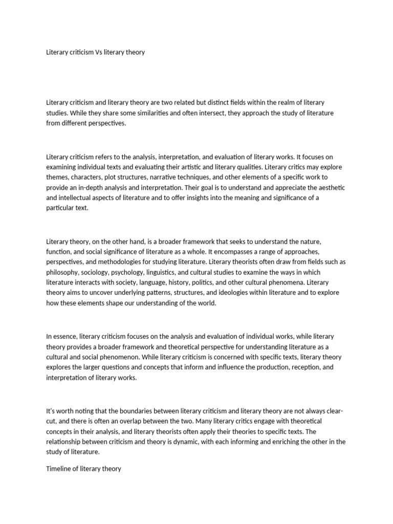 Literary Criticism vs. Theory Explained | PDF | Aristotle | Socrates