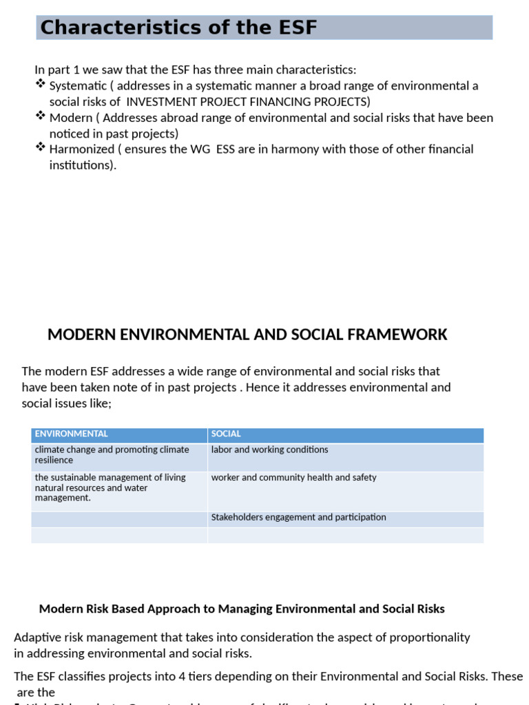 Characteristics of The ESF | PDF