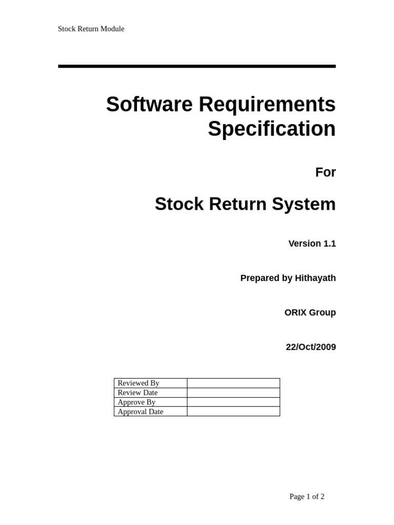 Stock Return Specification | PDF