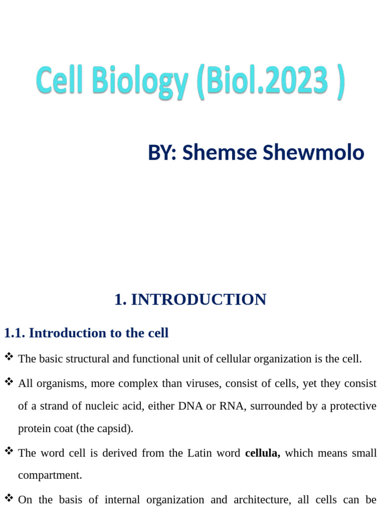 Introduction to Cell Biology | PDF | Cell (Biology) | Eukaryotes