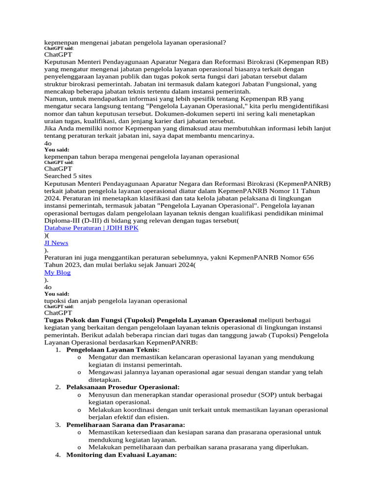 Kepmenpan RB 2024: Jabatan Pengelola Layanan | PDF