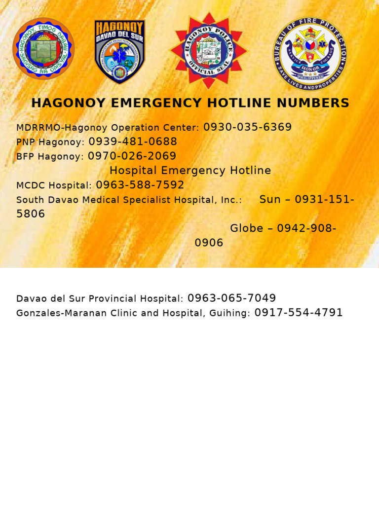 Hagonoy Emergency Hotline Numbers | PDF