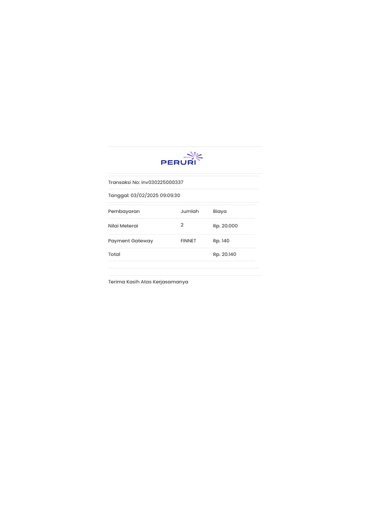Invoice Transaksi dengan Meterai | PDF