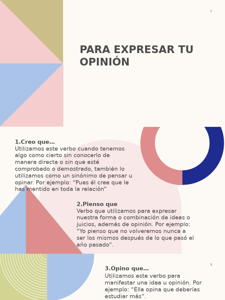 Para Expresar Tu Opinión | PDF | Pensamiento | Verbo
