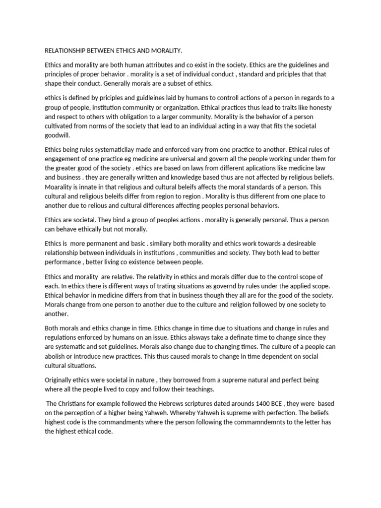 Relationship Between Ethics and Morality | PDF | Morality | Society