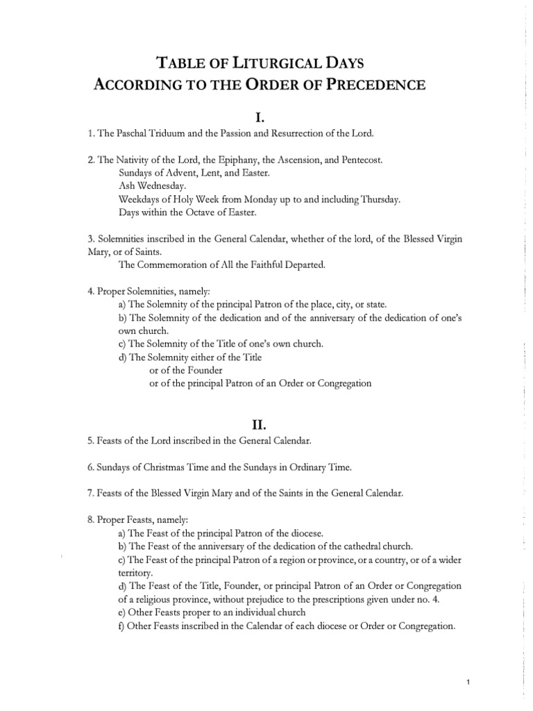 Table of Precedence | PDF