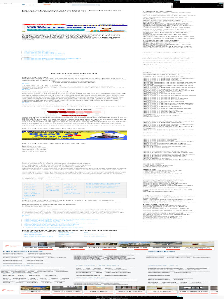 Dust of Snow Summary, Explanation, Word meanings… | PDF | English ...