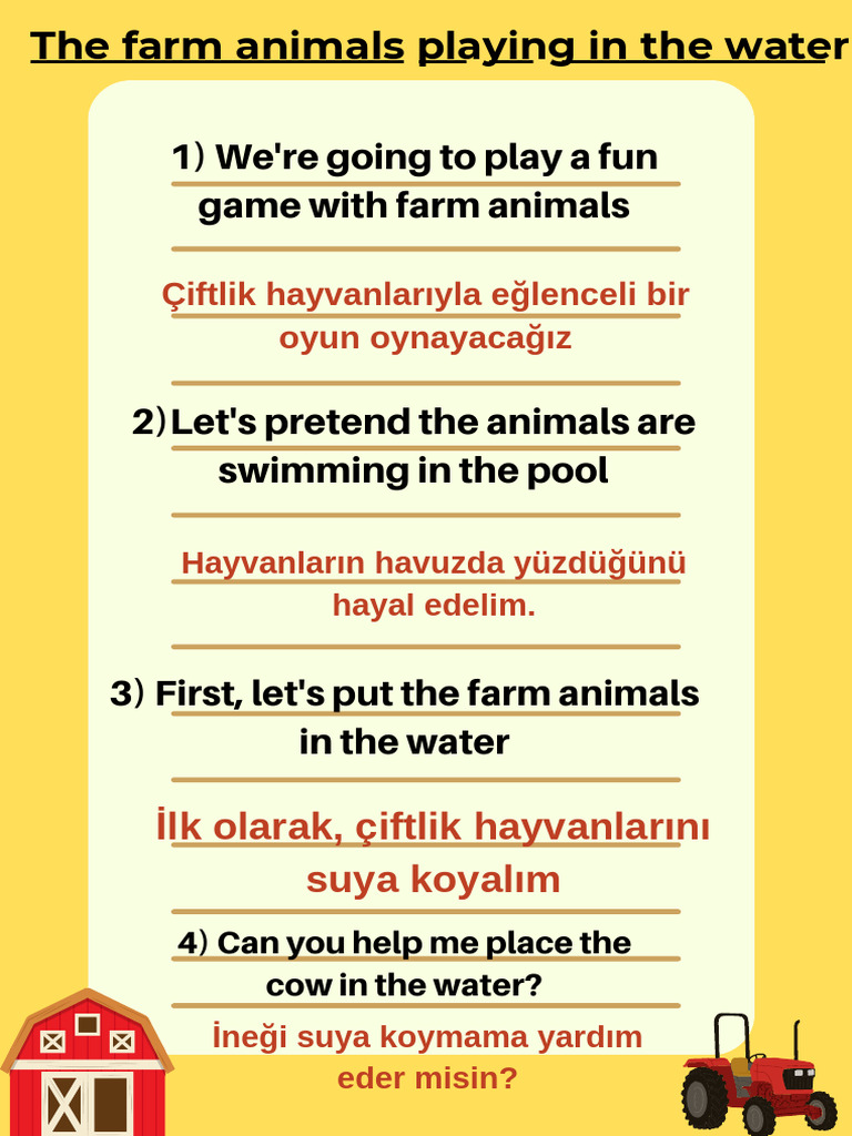 The Farm Animals Playing in The Water | PDF