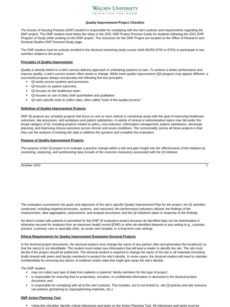 Quality Improvement Checklist - Final | PDF | Electronic Health Record ...