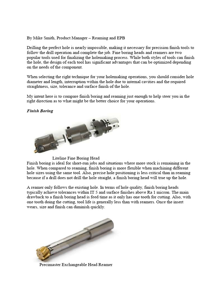 Boring vs. Reaming: Key Differences | PDF | Secondary Sector Of The ...
