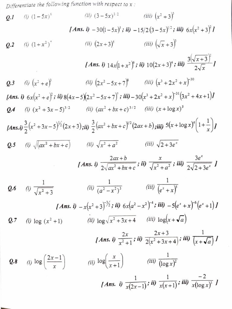 Differentiation of Function of Function | PDF | Derivative | Mathematical Objects