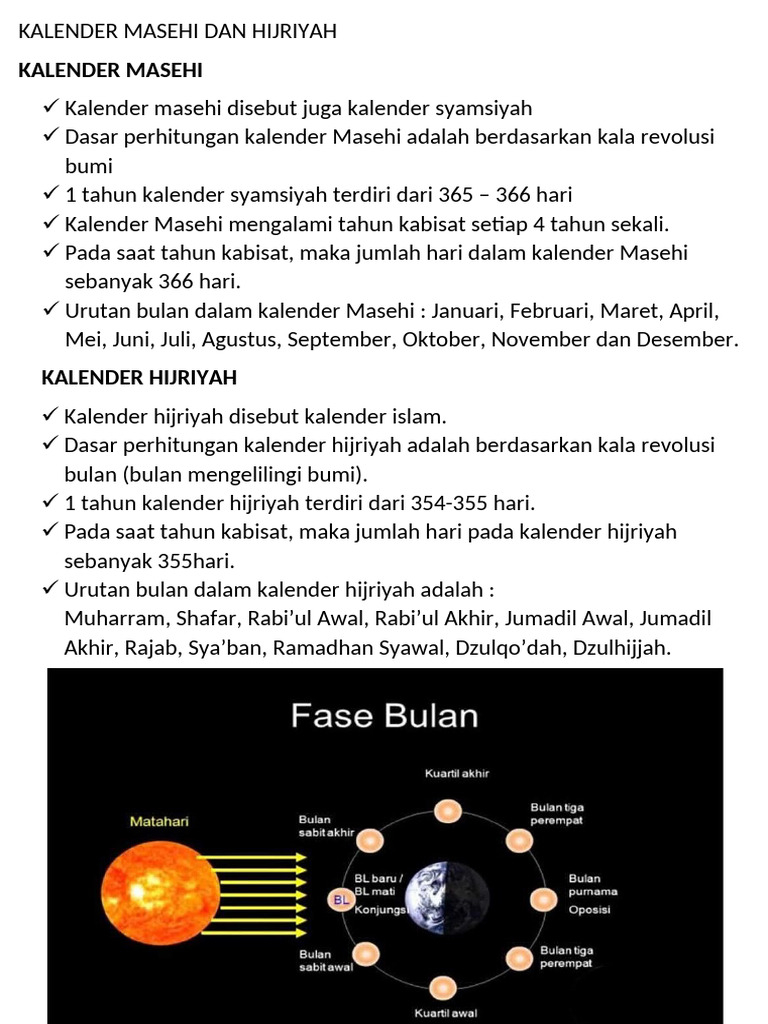 Kalender Masehi Dan Hijriyah | PDF