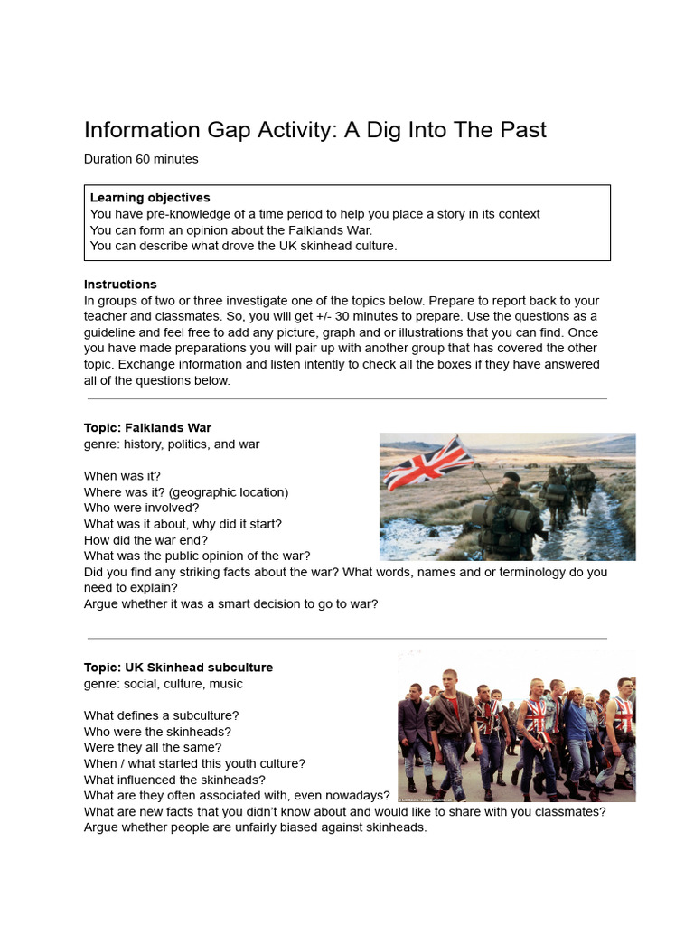 Information Gap Activity - A Dig Into The Past | PDF