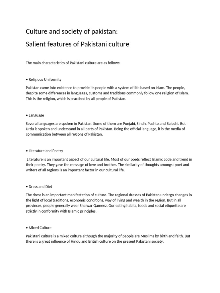 Culture and Society of Pakistan | PDF | Pakistan | Pakistanis