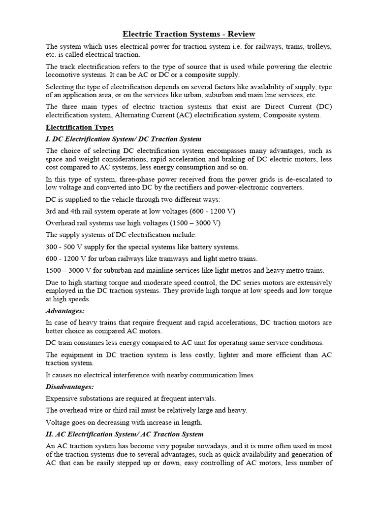 Electric Traction Systems - Review | PDF | Alternating Current | Direct ...