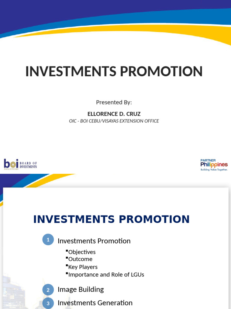Investment Promotion Strategies Overview | PDF | Investing | Economies