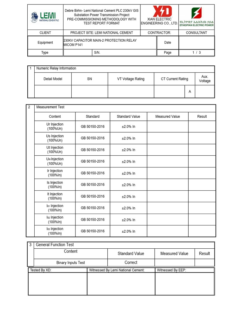 12 230KV Capacitor Main-2 Protection Relay | PDF | Manufactured Goods ...