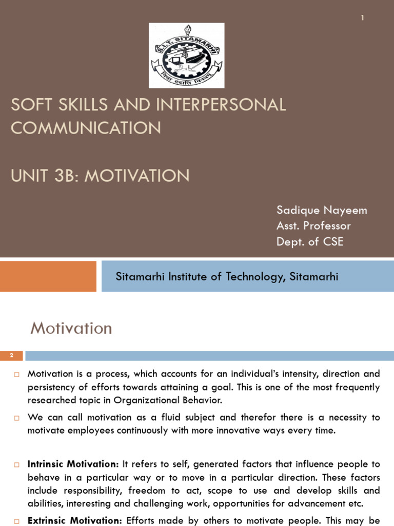 SS&IC Module 3b. Motivation | PDF | Motivational | Motivation