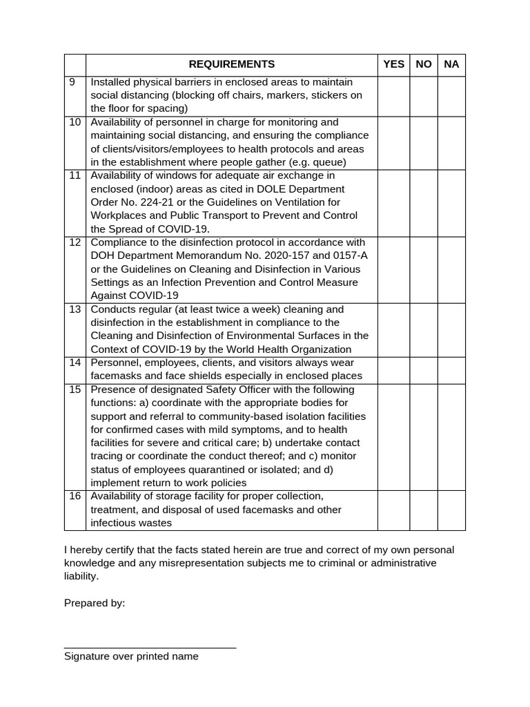 San Jose City - SSCP Self Assessment Form | PDF