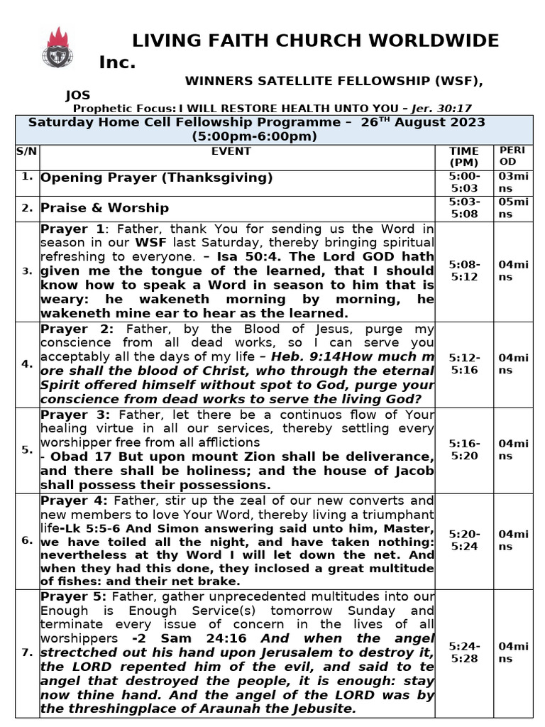 WSF Outline for 26th August 2023 (LFC JOS STATE HEADQUATERS | PDF ...