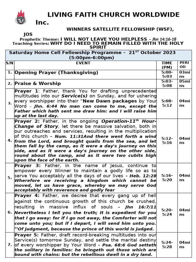 WSF Outline For 21st October 2023 (LFC Jos State Headquaters) - 1 | PDF ...