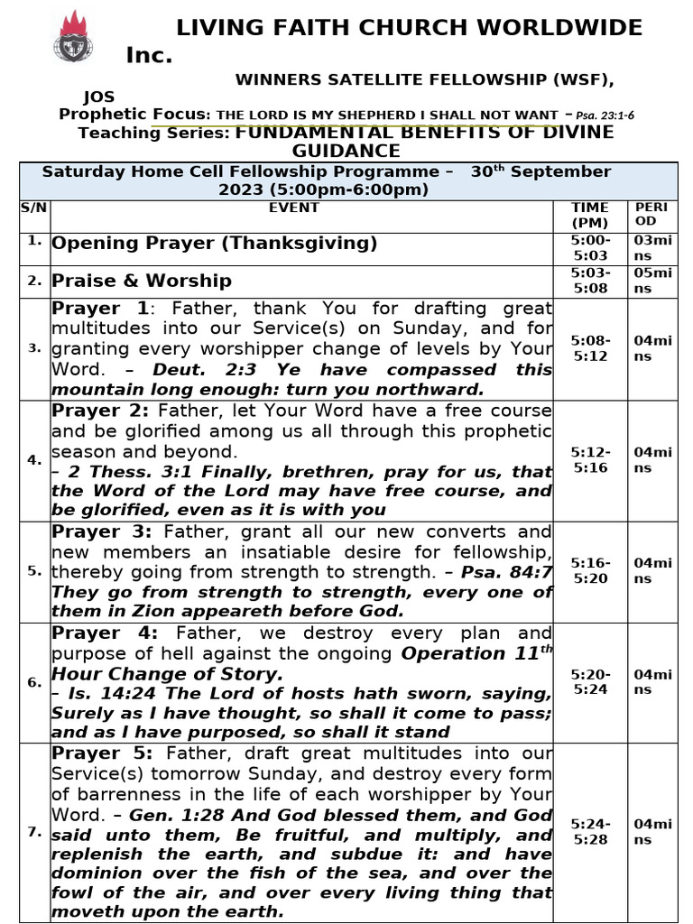 WSF Outline For 30th September 2023 (LFC JOS STATE HQTS) | PDF | Prayer ...