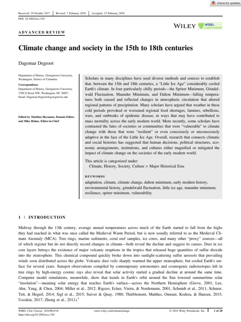 WIREs Climate Change - 2018 - Degroot - Climate Change and Society in ...