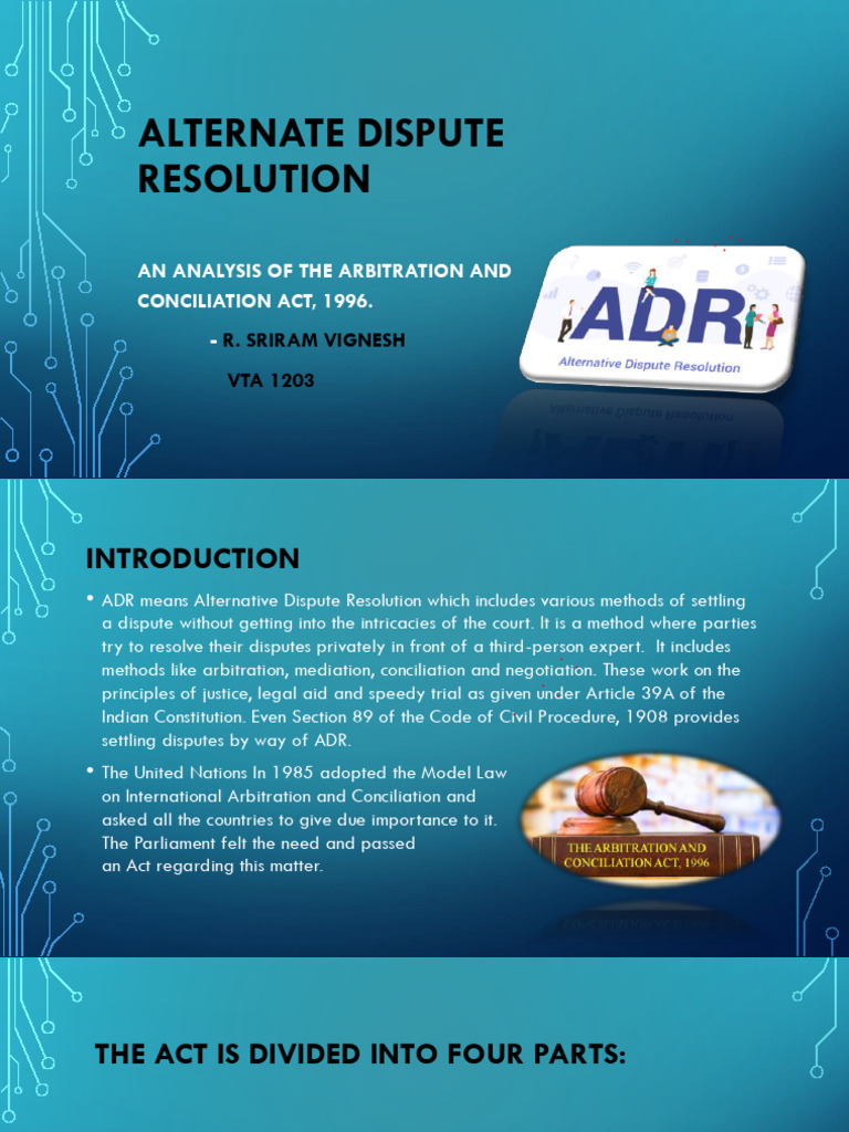 Arbitrationand Conciliation Act PPT | PDF | Arbitration | Alternative Dispute Resolution