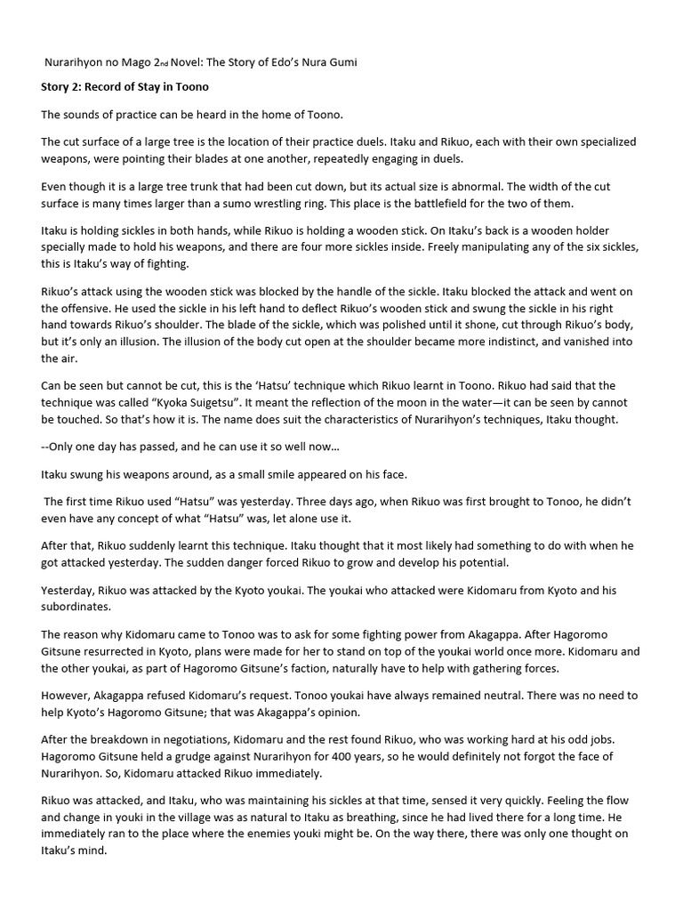 Story 2 - Record of Stay in Toono | PDF | Thought