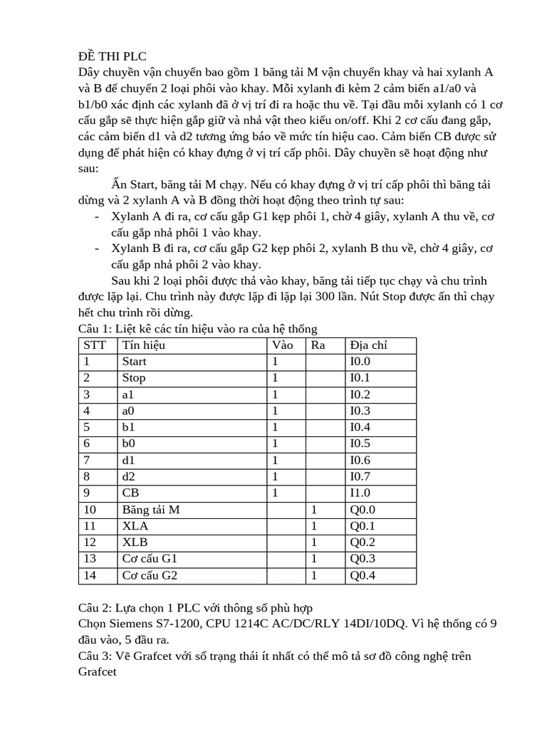 ĐỀ THI PLC 01 | PDF