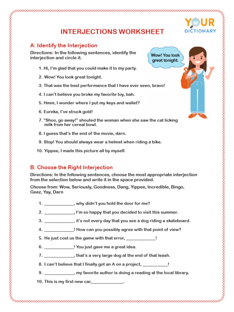 Interjections Worksheet | PDF