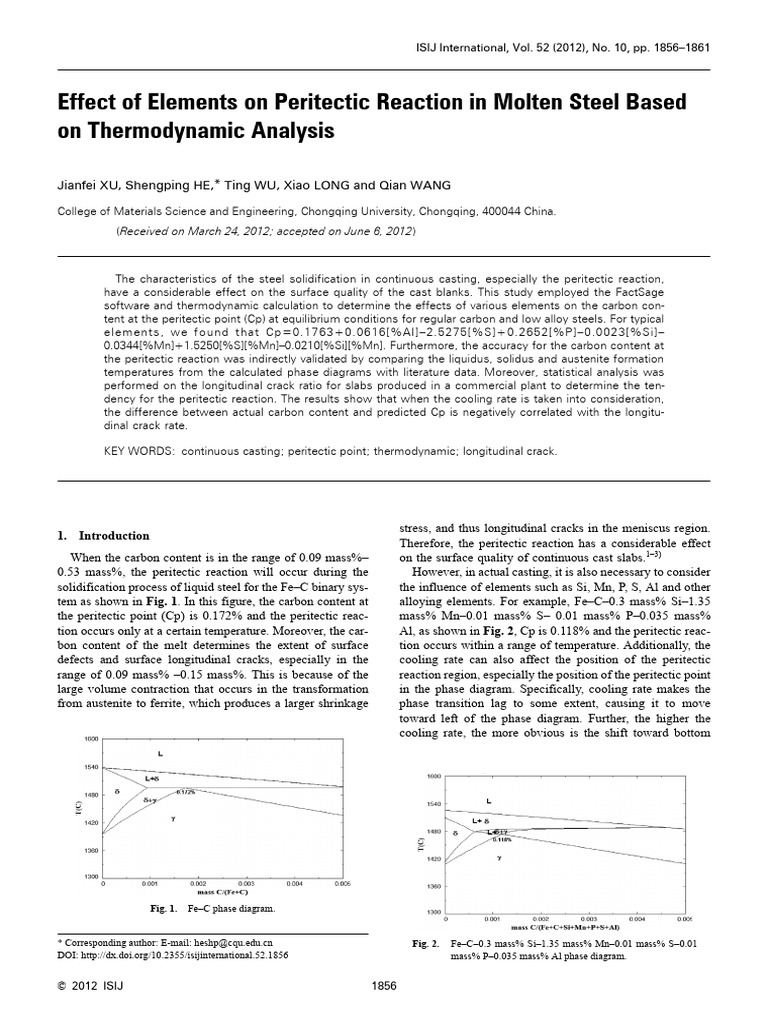 Crack in Peritectic Area | PDF | Steel | Chemistry