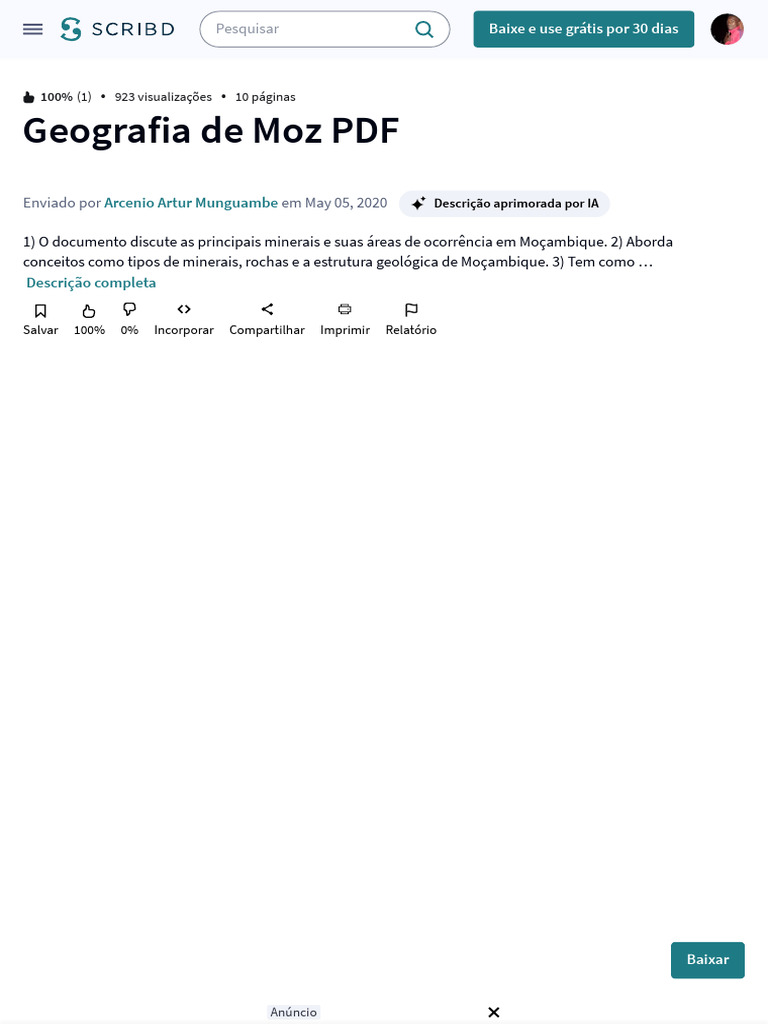 Geografia de Moz PDF: Arcenio Artur Munguambe | PDF