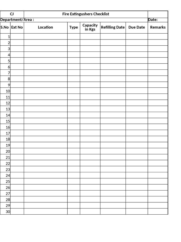 Fire Extinguisher Maintenance Log | PDF