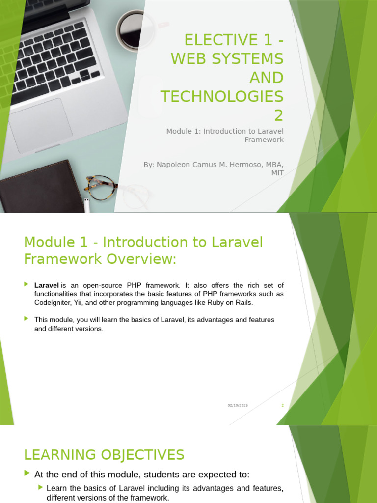 Study Guide 1 Introduction to Laravel Framework ELECTIVE 1 | PDF | Model–View–Controller | Web ...