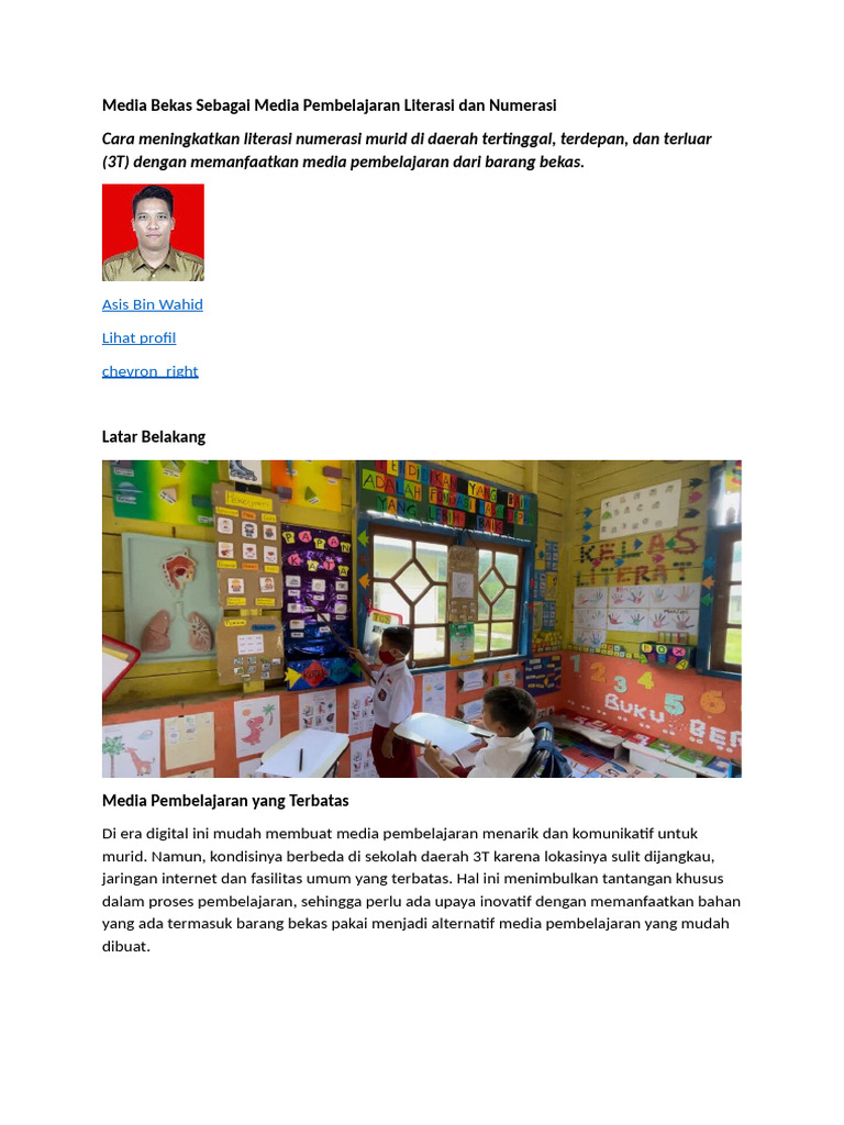 Media Bekas Sebagai Media Pembelajaran Literasi Dan Numerasi | PDF