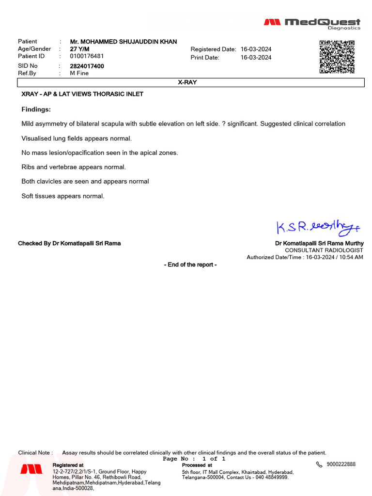 Shoulder X Ray Xray - AP & Lat Views Thorasic Inlet | PDF