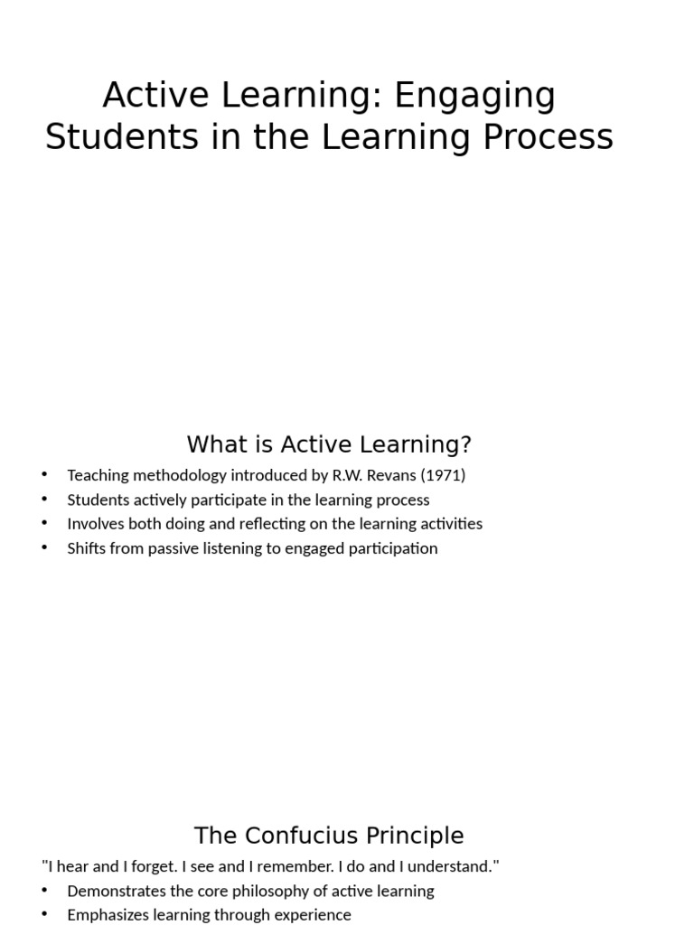 Active Learning Engaging Students in The Learning Process | PDF ...