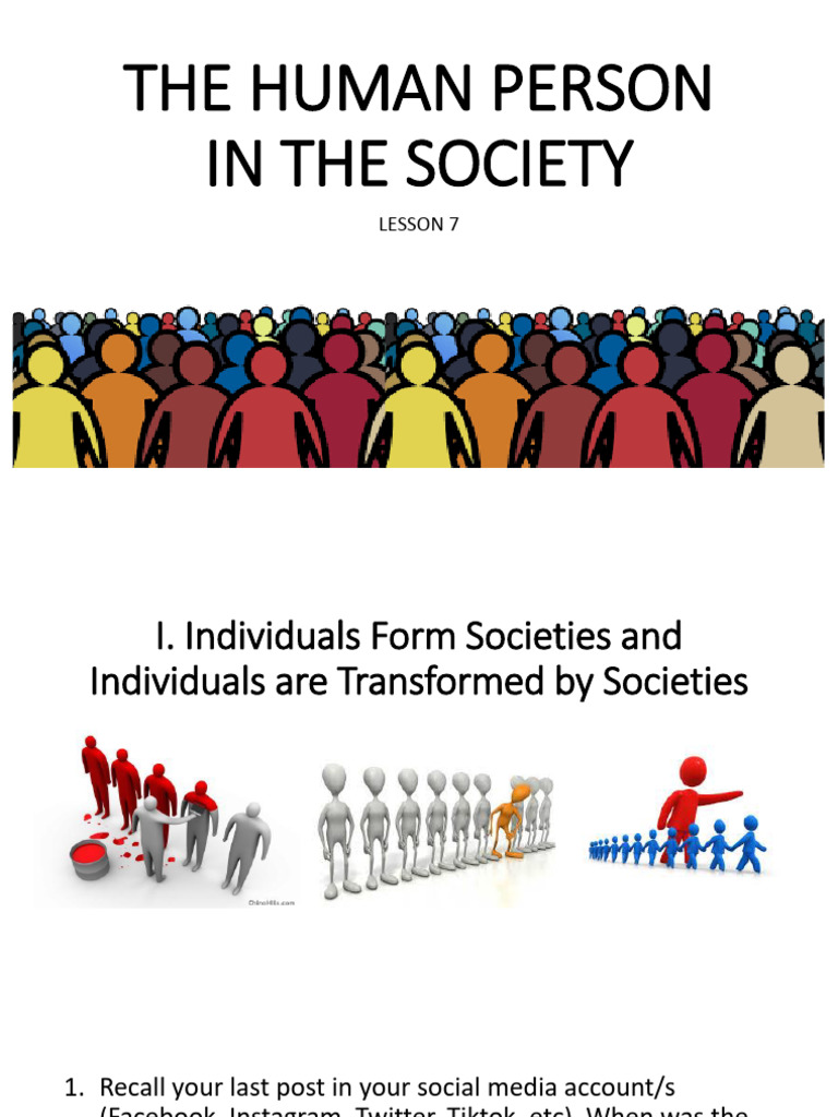 Lesson 7 The Human Person in The Society | PDF | Renaissance | Science