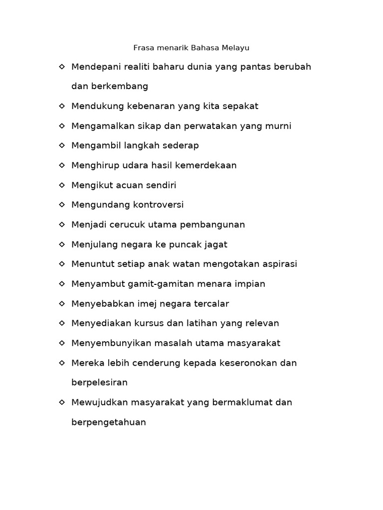 Frasa Menarik dalam Bahasa Melayu | PDF