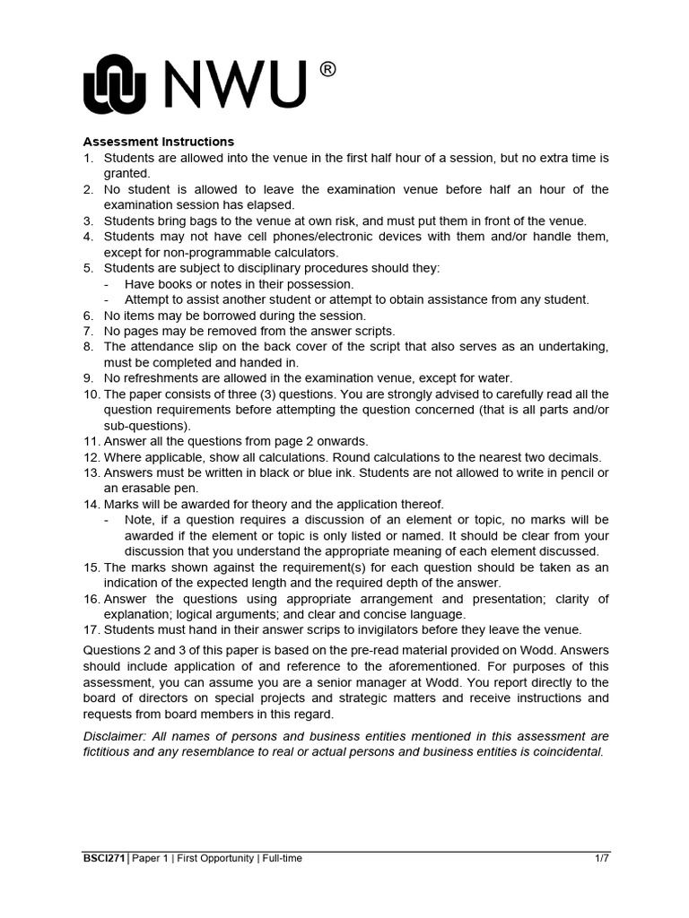 BSCI 271 First Opp - 2023 | PDF | Risk | Board Of Directors