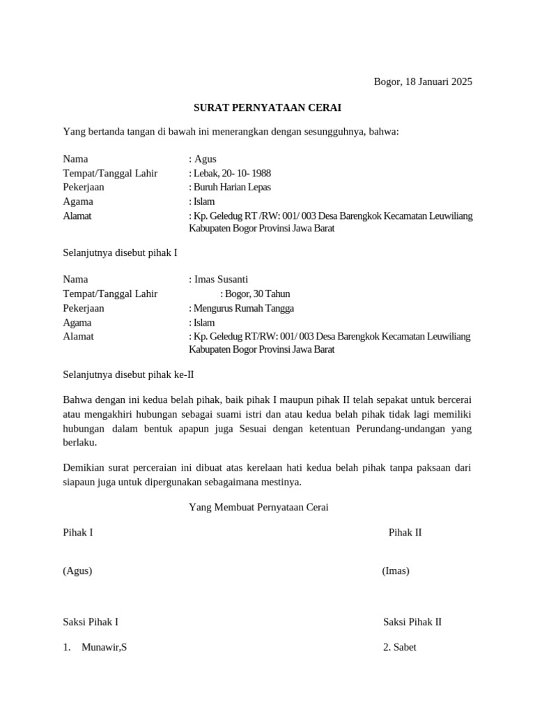 CONTOH-SURAT-CERAI | PDF