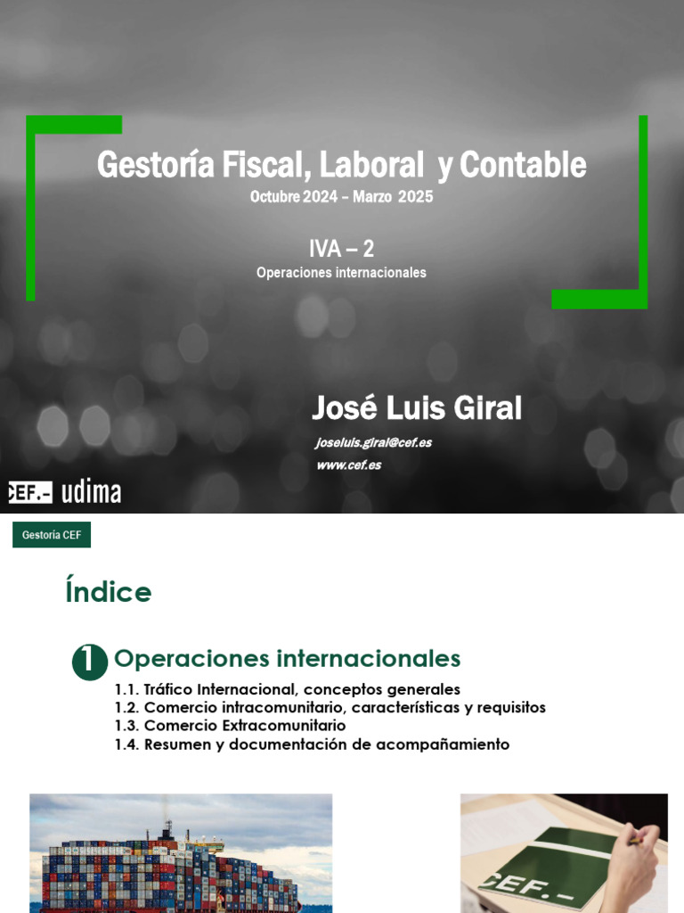 Operaciones Internacionales y Comercio Intracomunitario | PDF | aduana ...