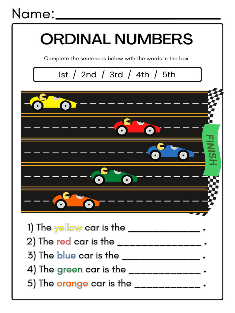 Ordinal Numbers Worksheet | PDF