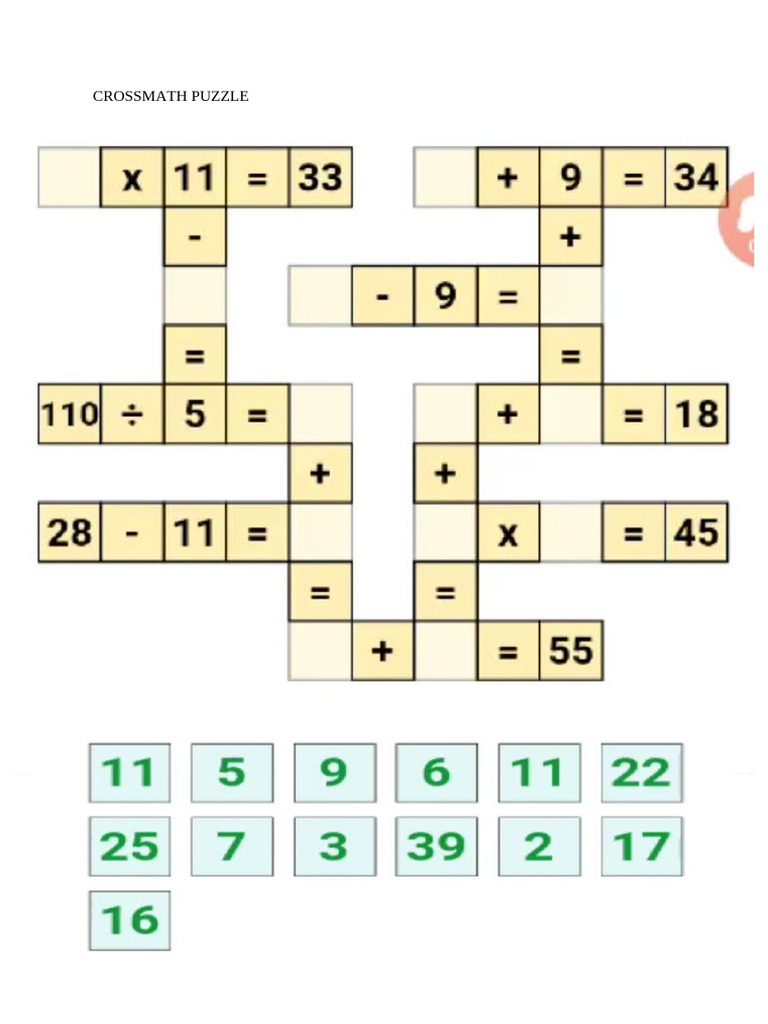 CROSSMATH PUZZLE | PDF