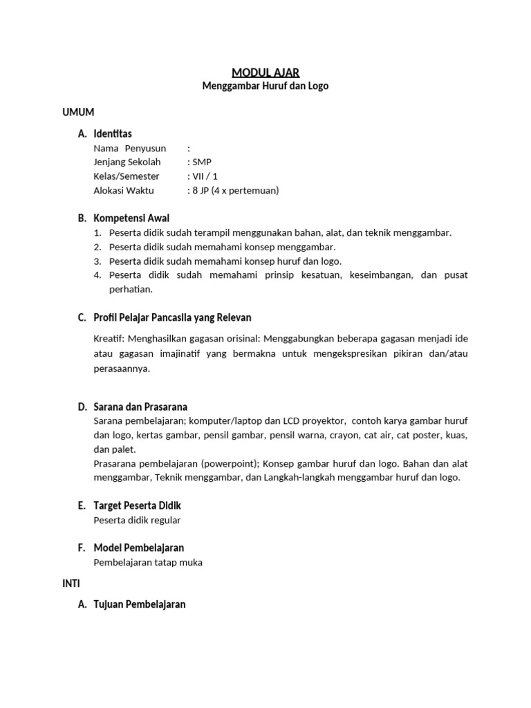 MODUL AJAR - Menggambar Huruf dan Logo | PDF