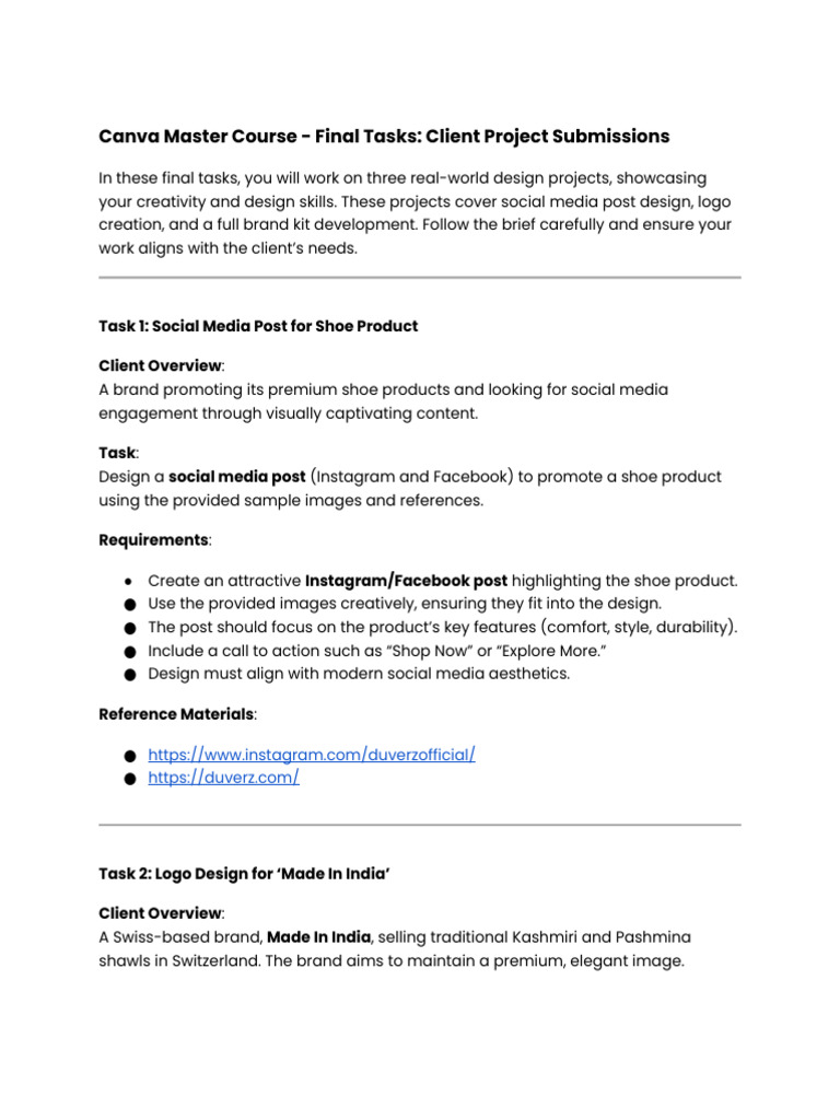 Canva Master Course - Final Tasks - Client Project Submissions | PDF ...