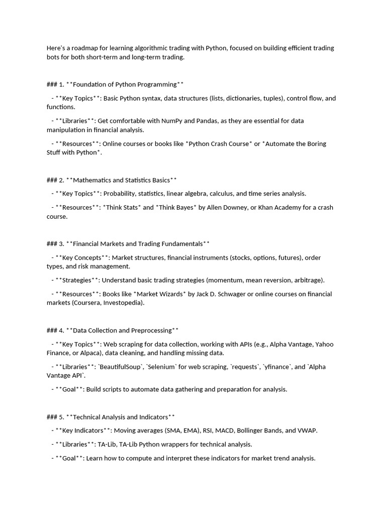 road maps | PDF | Machine Learning | Algorithmic Trading