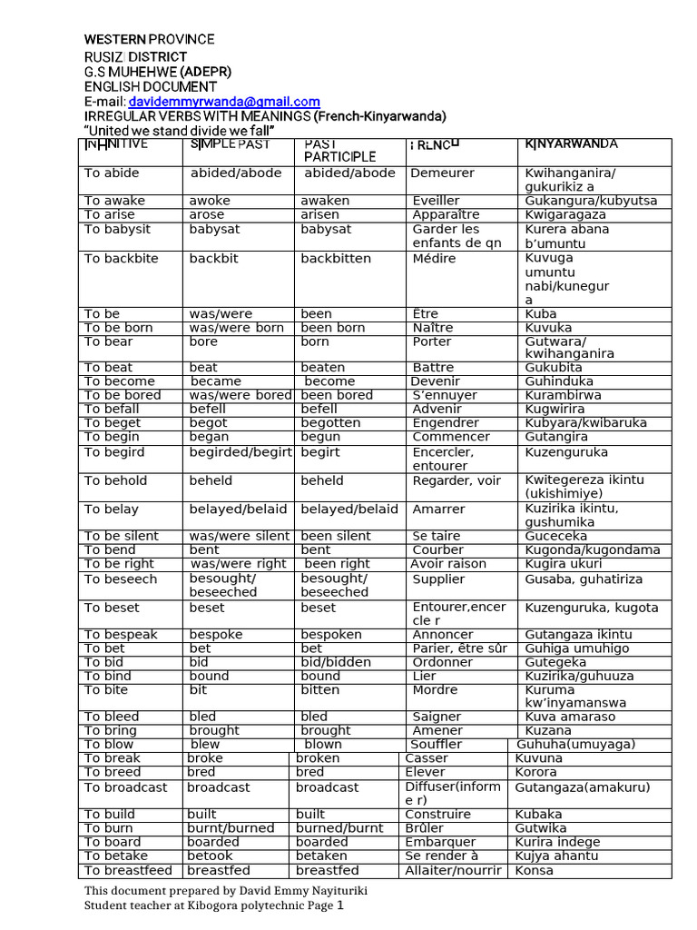Irregural Verbs | PDF